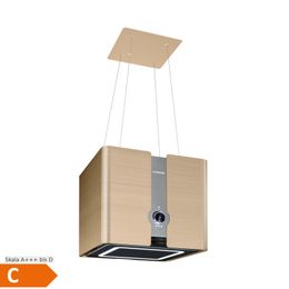 Klarstein Futurelight Smart Inselabzugshaube Umluft 420m&sup3;/h LED Edelstahl Gold