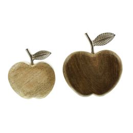 Dekoleidenschaft Dekofigur Apfel aus Mangoholz natur & Aluminium in silber