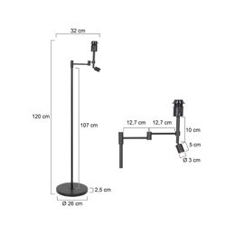 Steinhauer Stehleuchte Stang, LED-Leselicht, Geflecht schwarz/natur