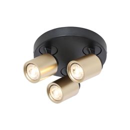 Freelight Deckenstrahler Razza, schwarz/gold, Ø 28,5 cm, 3-flg.