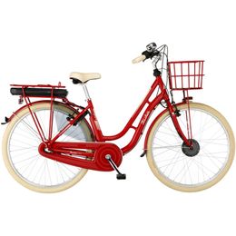 FISCHER BIKE E-Bike FISCHER FAHRRAD "CITA RETRO 2.0 418 48" E-Bikes Gr. 48 cm, 28 Zoll (71,12 cm), rot E-Bikes Pedelec, Elektrofahrrad für Damen u. Herren, Cityrad