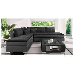 Ecksofa Inosign "Night & Day L-Form" Sofas Gr. B/H/T: 304cm x 98cm x 223cm, Luxus-Kunstleder-Struktur grob, schwarz (schwarz, schwarz) mit Dauer-Schlaffunktion