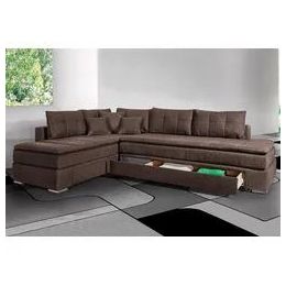 Ecksofa Inosign "Night & Day L-Form" Sofas Gr. B/H/T: 304cm x 98cm x 223cm, Struktur grob, braun mit Dauer-Schlaffunktion