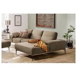 Ecksofa W.Schillig "run" Sofas Gr. B/H/T: 299cm x 88cm x 178cm, Longlife Xtra-Leder Z73, Recamiere rechts, mit Sitztiefenverstellung, beige (stone z73) mit Holzsockel, Füße in Schwarz pulverbeschichtet, Breite 299 cm