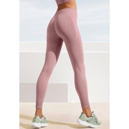 Lascana Seamless Leggings 'Po Push Up' violett Gr. M (40/42) f&uuml;r Damen. Mit Logodruck. Figurbetont
