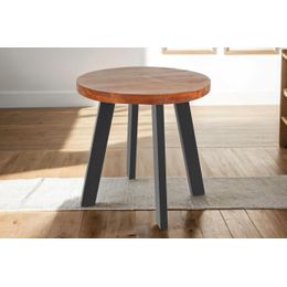Esstisch rund Akazienholz nussbaum massiv 100 cm schwarz SOPHIA