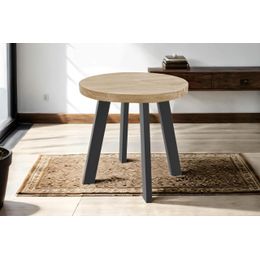 Esstisch rund Akazienholz natur massiv 80 cm schwarz SOPHIA