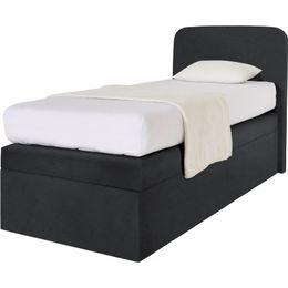 Boxspringbett, schwarz, B:105cm L:212cm, Box und Kopfteil: Microvelours (100% Polyester) oder Kunstleder (Polyurethan);Bezug der Obermatratze: 100% Polyester, Westfalia Schlafkomfort, Komplettbetten, Boxspringbett, wahlweise mit Bettkasten