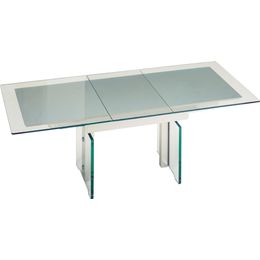 Couchtisch VIERHAUS "Vardis" Tische Gr. B/H/T: 125 cm x 56 cm x 75 cm, eckig, farblos (glas) Couchtische eckig Glas, ausziehbar und höhenverstellbar durch Ilse Mechanik