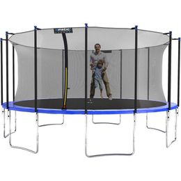 Trampolin Outdoor salto - Kindertrampolin Gartentrampolin Set mit Leiter, Netz, Randpolster, usa Sprungtuch Blau ø 490 cm - Kinetic Sports