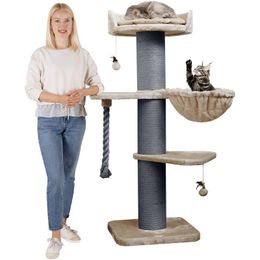 Happypet - Premium Kratzbaum Grosse Katzen Stabil 'Cooper' – 150 cm Großer Katzenbaum, Kletterbaum für Maine Coon, Natursisal, 20 cm Dicke Stämme