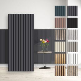 HEXIM - Lamellen Akustikpaneele 0,83 m² flexible Wandpaneele 138,5x60cm mdf Wandverkleidung schalldämmend: Black Lead - AP05, 1 Paneel - 0.83m²