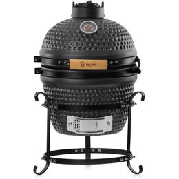 BBQ-Toro - Kamado Grill Holzkohlegrill ø 32 cm 'haiiro', matt grau, bubble frosted glaze