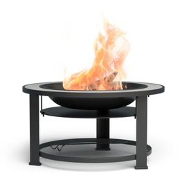 Blumfeldt - Outdoor-Feuerstelle für den Garten - 3-in-1 Multifunktions-Feuerschale (Feuerstelle, Tisch, Grill), mit Hitzeschutz, Grillrost,