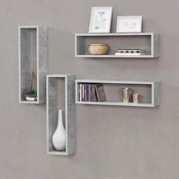 [en.casa] - Schweberegal Fagernes 59x15x17cm 4er Set Betonoptik en.casa