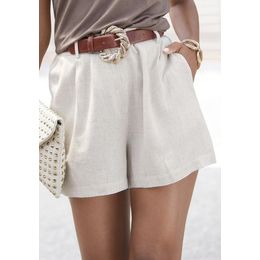 Lascana Webshorts beige Gr. 46 für Damen. Figurumspielend