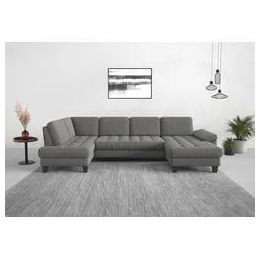 Sit & More Wohnlandschaft SIT & MORE "Westham U-Form", grau, B:338cm H:88cm T:172cm, 90% Polyester 10%Polyamid, Sofas, wahlweise mit Bettfunktion, Bettkasten, Sitztiefenverstellung