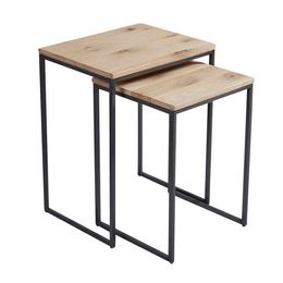 LC Wholesaler Beistelltisch Hanoi Platte Eiche natur-Eisen Anthrazit/ca. 42 x 33 x 54 cm
