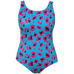 Ulla Popken Badeanzug Damen Größe M/L blau / pink / schwarz