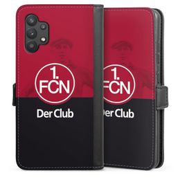 DeinDesign Galaxy A32 4G Handy Klapph&uuml;lle Handyh&uuml;lle aus Kunst Leder schwarz Flip Case Official Licensed Product Der Club 1. Fc N&uuml;rnberg Sideflip mit Lasche