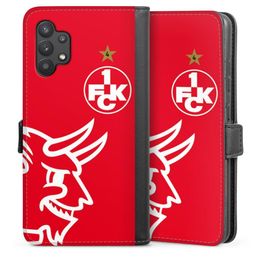 DeinDesign Galaxy A32 4G Handy Klapph&uuml;lle Handyh&uuml;lle aus Kunst Leder schwarz Flip Case Star Devil 1. Fc Kaiserslautern Sideflip mit Lasche