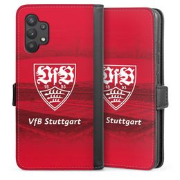 DeinDesign Galaxy A32 4G Handy Klapph&uuml;lle Handyh&uuml;lle aus Kunst Leder schwarz Flip Case Stadium Official Licensed Product Vfb Stuttgart Sideflip mit Lasche