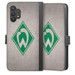 DeinDesign Galaxy A32 4G Handy Klapph&uuml;lle Handyh&uuml;lle aus Kunst Leder schwarz Flip Case Concrete Official Licensed Product Sv Werder Bremen Sideflip mit Lasche
