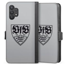 DeinDesign Galaxy A32 4G Handy Klapph&uuml;lle Handyh&uuml;lle aus Kunst Leder schwarz Flip Case Logo Official Licensed Product Vfb Stuttgart Sideflip mit Lasche