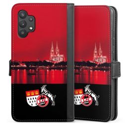 DeinDesign Galaxy A32 4G Handy Klapph&uuml;lle Handyh&uuml;lle aus Kunst Leder schwarz Flip Case 1. Fc K&ouml;ln Skyline Official Licensed Product Sideflip mit Lasche