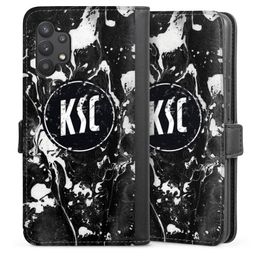 DeinDesign Galaxy A32 4G Handy Klapph&uuml;lle Handyh&uuml;lle aus Kunst Leder schwarz Flip Case Karlsruher Sc Ksc Official Licensed Product Sideflip mit Lasche