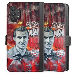 DeinDesign Galaxy A32 4G Handy Klapph&uuml;lle Handyh&uuml;lle aus Kunst Leder schwarz Flip Case 1. Fc Kaiserslautern 1. Fck Fritz Walter Sideflip mit Lasche