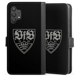 DeinDesign Galaxy A32 4G Handy Klapph&uuml;lle Handyh&uuml;lle aus Kunst Leder schwarz Flip Case Official Licensed Product Vfb Stuttgart Logo Sideflip mit Lasche
