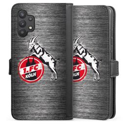DeinDesign Galaxy A32 4G Handy Klapph&uuml;lle Handyh&uuml;lle aus Kunst Leder schwarz Flip Case Official Licensed Product Metallic Look 1. Fc K&ouml;ln Sideflip mit Lasche