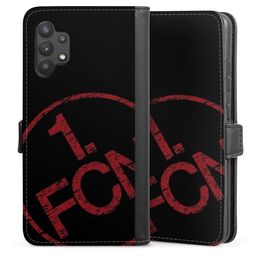 DeinDesign Galaxy A32 4G Handy Klapph&uuml;lle Handyh&uuml;lle aus Kunst Leder schwarz Flip Case Texture Merchandise 1. Fcn Sideflip mit Lasche