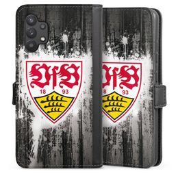 DeinDesign Galaxy A32 4G Handy Klapph&uuml;lle Handyh&uuml;lle aus Kunst Leder schwarz Flip Case Official Licensed Product Vfb Stuttgart Bundesliga Sideflip mit Lasche