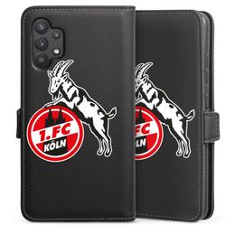 DeinDesign Galaxy A32 4G Handy Klapph&uuml;lle Handyh&uuml;lle aus Kunst Leder schwarz Flip Case Transparent Logo 1. Fc K&ouml;ln Sideflip mit Lasche