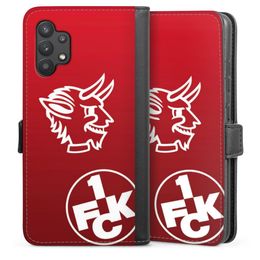 DeinDesign Galaxy A32 4G Handy Klapph&uuml;lle Handyh&uuml;lle aus Kunst Leder schwarz Flip Case Devil Official Licensed Product 1. Fc Kaiserslautern Sideflip mit Lasche