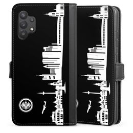 DeinDesign Galaxy A32 4G Handy Klapph&uuml;lle Handyh&uuml;lle aus Kunst Leder schwarz Flip Case Eintracht Frankfurt Sge Skyline Sideflip mit Lasche