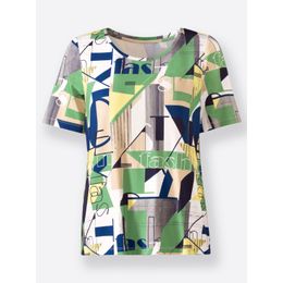 WITT Damen Kurzarmshirt in Viskose-Qualit&auml;t, nachtblau-apfel-bedruckt, Gr&ouml;&szlig;e 40