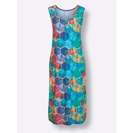 feel good Damen Sommerkleid mit breiten Tr&auml;gern, t&uuml;rkis-fuchsia-bedruckt, Gr&ouml;&szlig;e 44/46