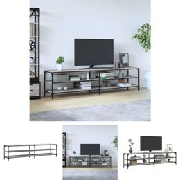 TV-Schrank Grau Sonoma 200x30x50 cm Holzwerkstoff und Metall - TV-Möbel - Grau - The Living Store