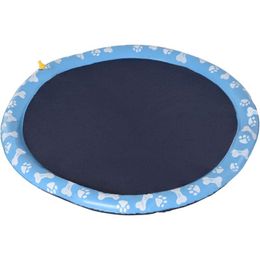 PawHut - 150 cm Splash Sprinkler Pad für Hunde Spritz Wasserspiel Matte Wassersprinkler Anti-Rutsch Outdoor kunststoff Blau