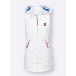 WITT Damen Longweste mit Lederimitat-Details, wei&szlig;, Gr&ouml;&szlig;e 48