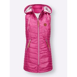WITT Damen Longweste mit Lederimitat-Details, fuchsia, Gr&ouml;&szlig;e 36