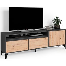 Lowboard Inosign "Blackwood" Sideboards Gr. B/H/T: 190cm x 58cm x 38cm, Anthrazit-Artisan Eiche, schwarz (anthrazit / artisan eiche) Breite 190cm mit viel Stauraum, Anthrazit Absetzung in Eiche