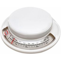 Zenker - Dr. Oetker Backwaage ø 17 cm, analoge Haushaltswaage, Waage für präzises Abwiegen, Küchenwaage mit Zuwiegefunktion (Farbe: Weiß), Menge: 1