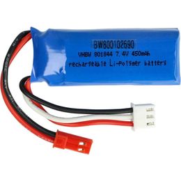 vhbw - rc Modellbau akku Li-Polymer LiPo 450mAh 7.4V kompatibel mit diverse Racing Cars, Helikopter, Flugzeuge und Modellboote etc.