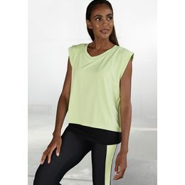 active by Lascana LASCANA ACTIVE 2-in-1-Shirt '-Sportshirt' matcha Gr. XS (32/34) für Damen. Rundhals und Logodruck. Bequem