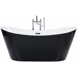 Beliani Freistehende Badewanne Schwarz Sanitäracryl Oval 160 x 76 cm Modern