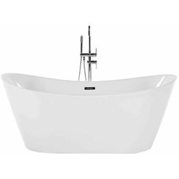 Beliani Freistehende Badewanne Weiß 160 x 76 cm Sanitäracryl Oval Modern